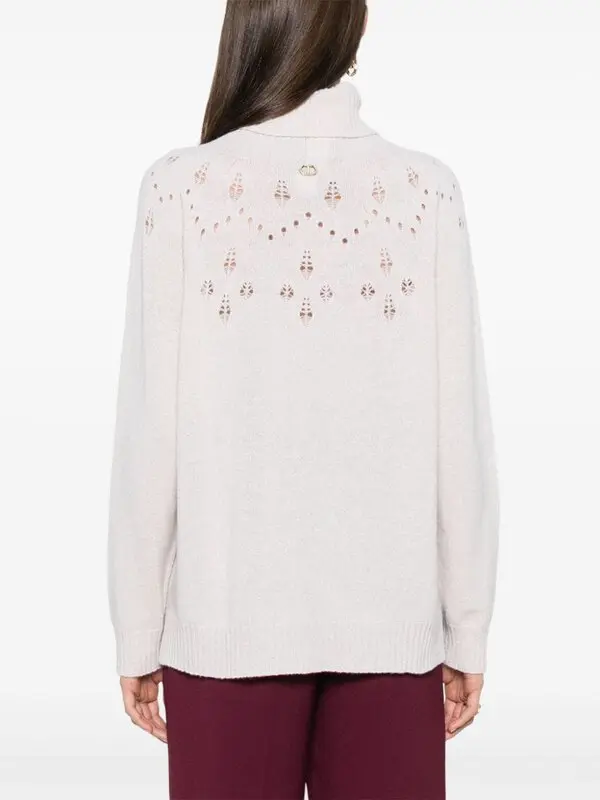 TWINSET Roll Neck Lurex Jumper - White
