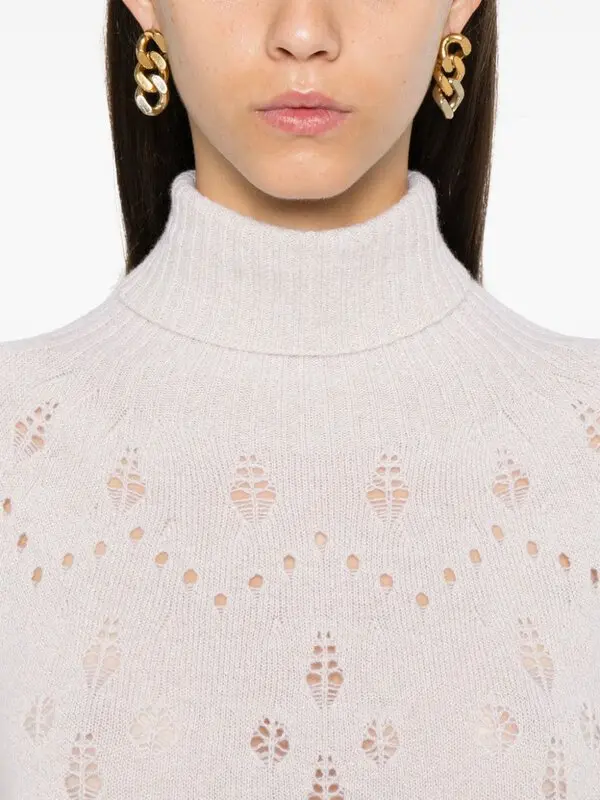 TWINSET Roll Neck Lurex Jumper - White