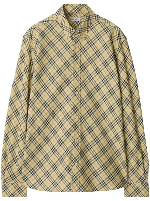 Burberry Checked Cotton Shirt - Neutrals