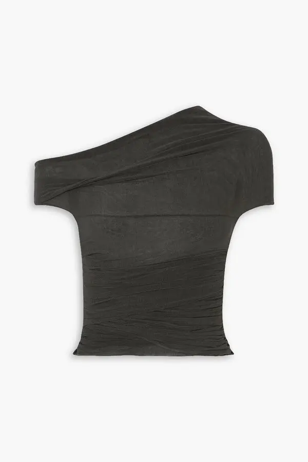 CORTANA Zaida Cropped Ruched Silkblend Tulle Top