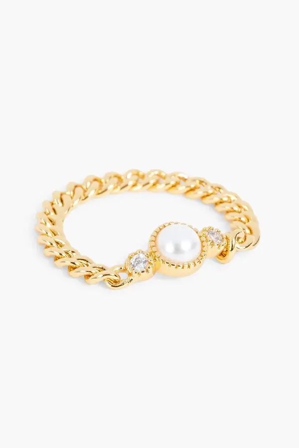 Zimmermann Tone Faux Pearl Ring - Gold