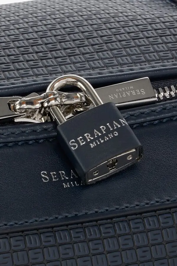 SERAPIAN Embossed Coatedcanvas Weekend Bag - Navy