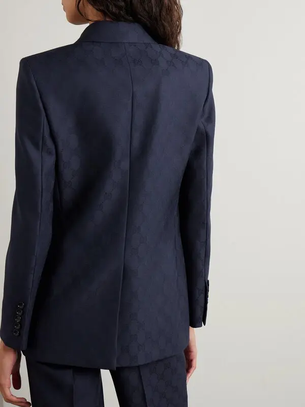 Gucci Double-breasted Wool-jacquard Blazer - Blue