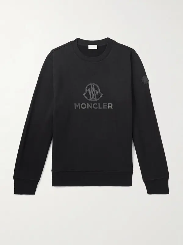 Moncler Logo-appliquéd Cotton And Cashmere-blend Sweatshirt - Black