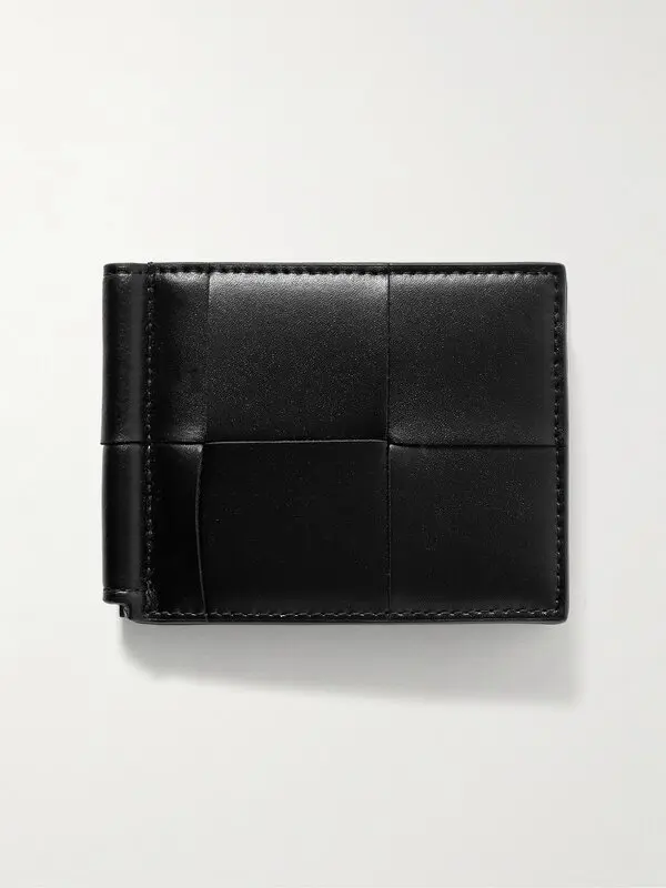 Bottega Veneta Cassette Intrecciato Leather Bifold Cardholder With Money Clip - Black
