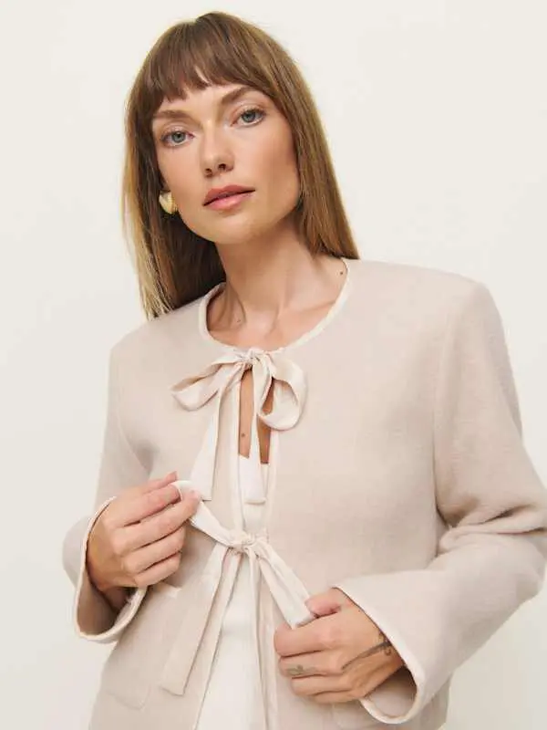 REFORMATION Daisy Cropped Jacket In Houndstooth