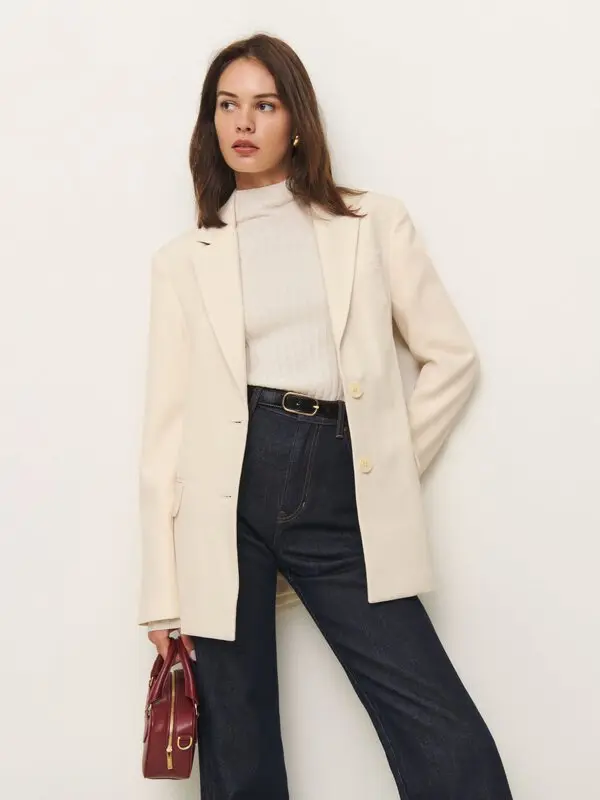 REFORMATION James Relaxed Blazer - Ivory