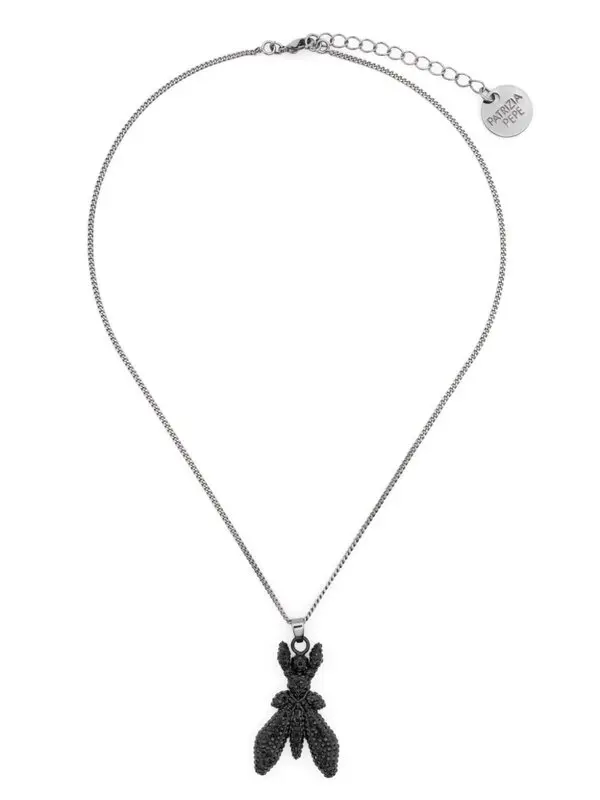 Patrizia Pepe Rhinestone-embellished Fly Pendant Necklace - Black
