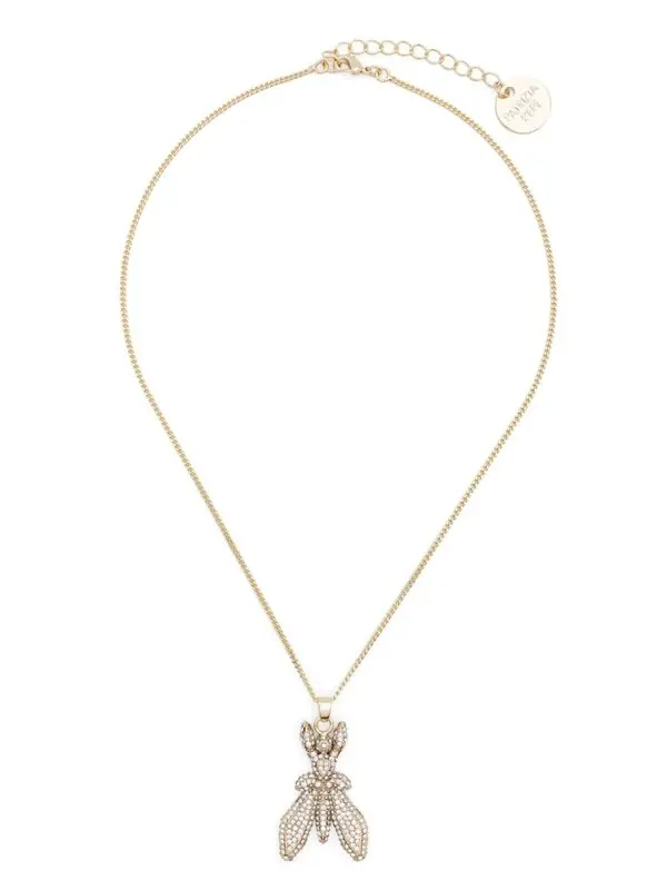 Patrizia Pepe Rhinestone-embellished Fly Necklace - Gold