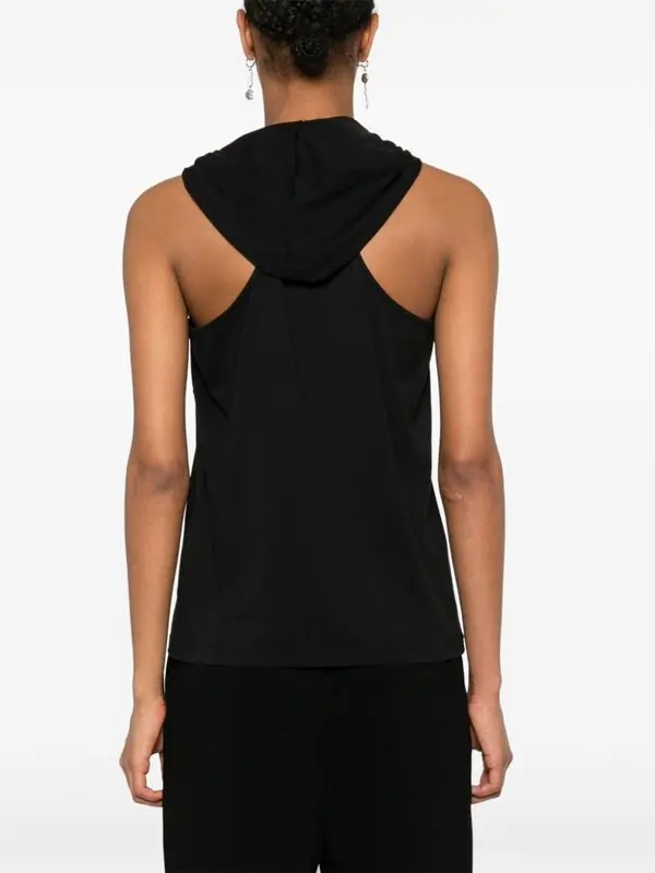 COURREGES Hooded Tank Top - Black