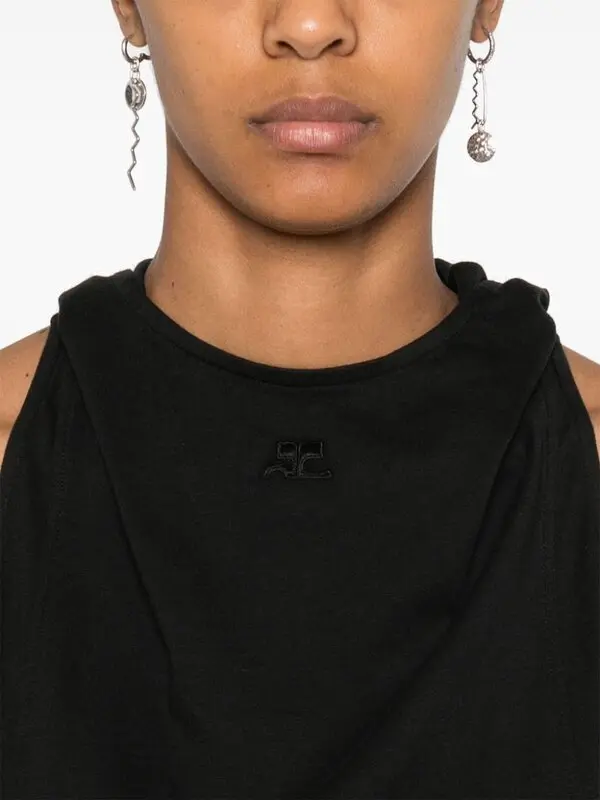 COURREGES Hooded Tank Top - Black