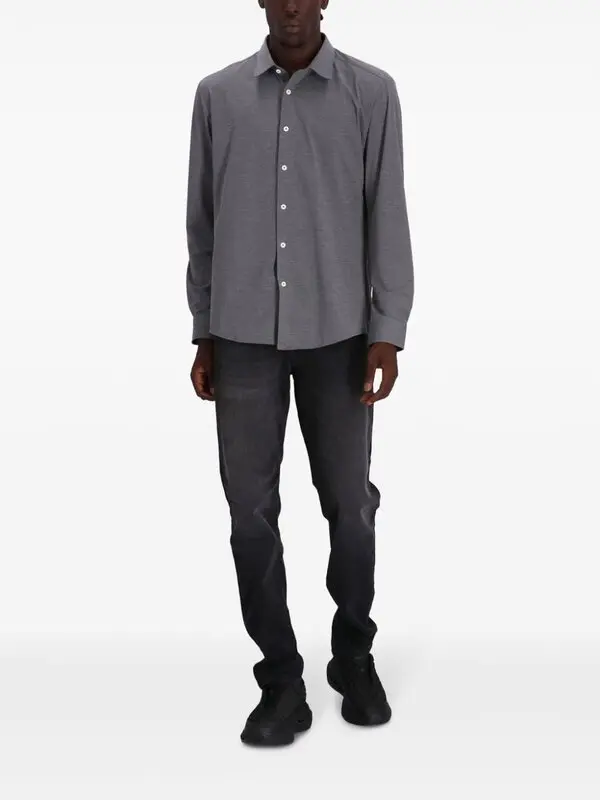 BOSS Slim-fit Performance-stretch Jersey Melange Shirt - Grey