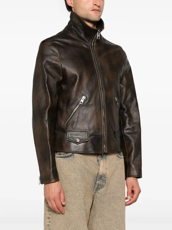Philippe Model Leather Jacket In Brown - 14% Off | Editorialist