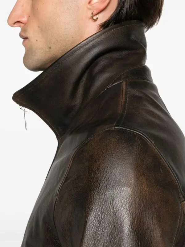 Philippe Model Leather Jacket In Brown - 14% Off | Editorialist