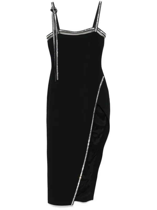 David Koma Crystal-trim Open-leg Midi Dress