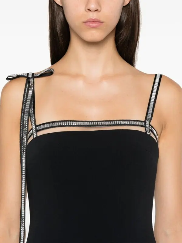 David Koma Crystal-trim Open-leg Midi Dress