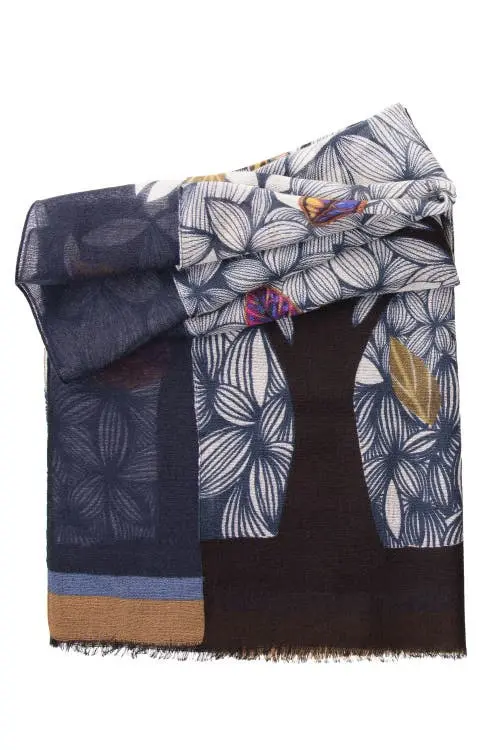ELIZABETTA Boscowool Scarf - Navy