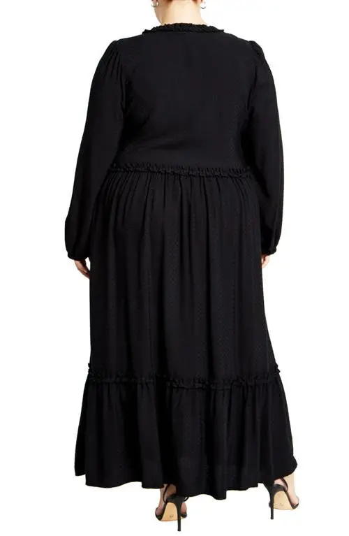 City Chic Gaia Long Sleeve Tiered Maxi Dress In Black - 50% Off |  Editorialist