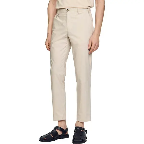 Sandro Cotton Tapered Trousers - Light Grey