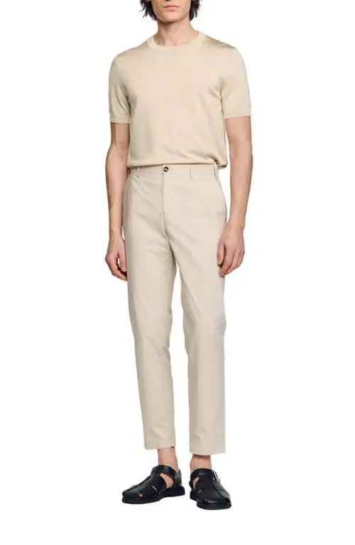 Sandro Cotton Tapered Trousers - Light Grey