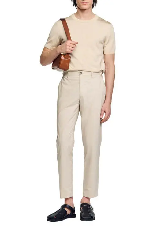 Sandro Cotton Tapered Trousers - Light Grey