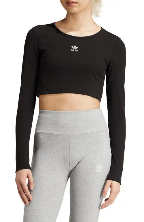 Adidas Originals Trefoil Essentials Rib Long Sleeve Crop Top