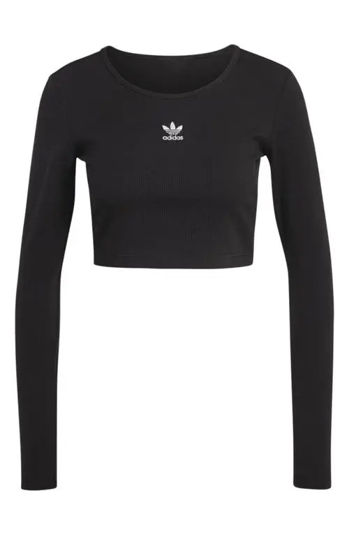 Adidas Originals Trefoil Essentials Rib Long Sleeve Crop Top