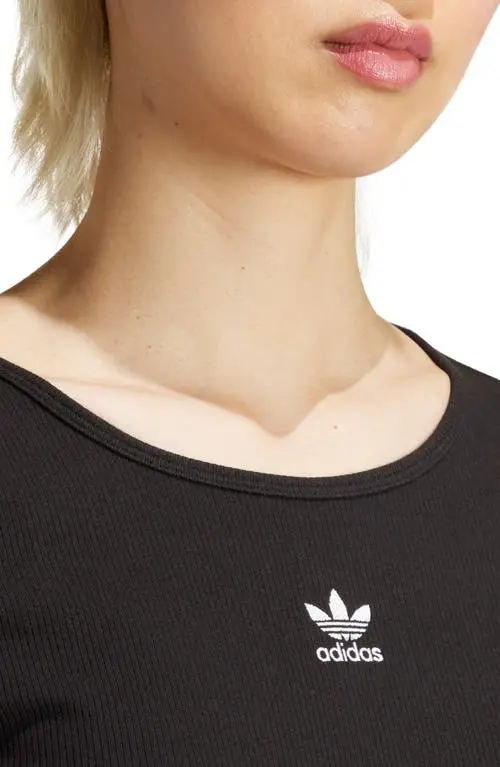 Adidas Originals Trefoil Essentials Rib Long Sleeve Crop Top
