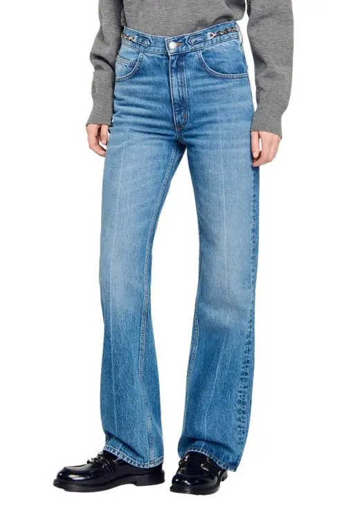 Sandro Curb Chain Wide-Leg Jeans In Blue Jean 50% Off Editorialist