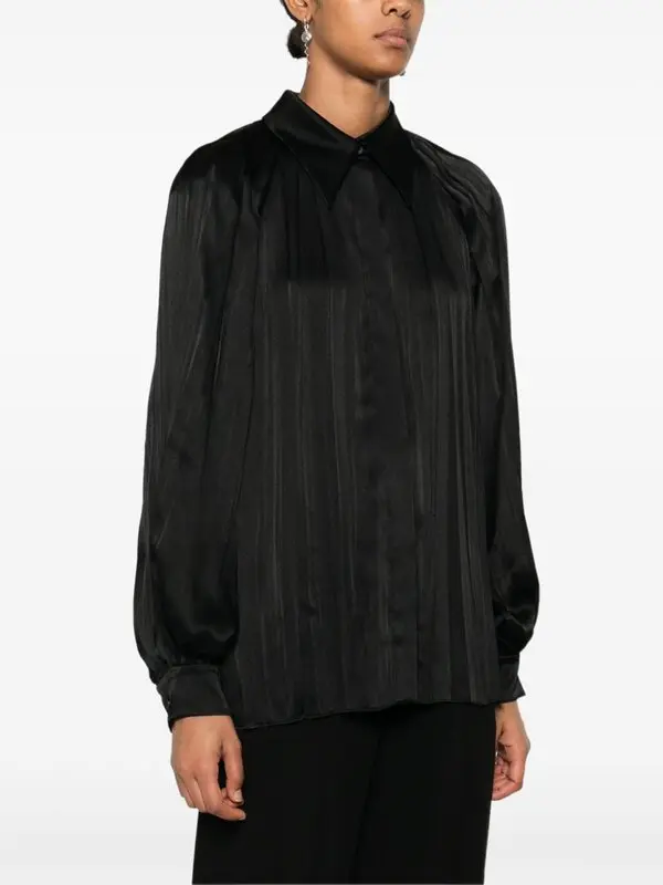 Alberta Ferretti Pleated Satin Shirt - Black