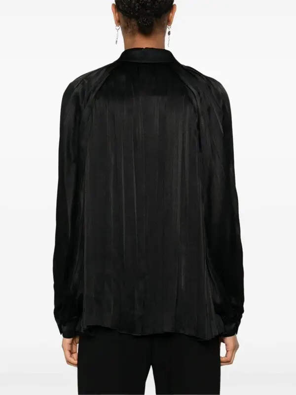 Alberta Ferretti Pleated Satin Shirt - Black