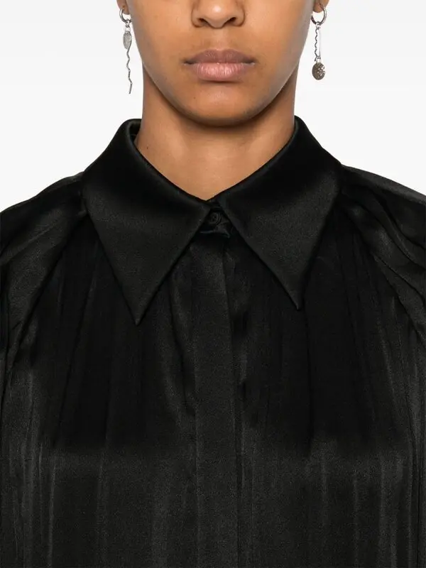Alberta Ferretti Pleated Satin Shirt - Black