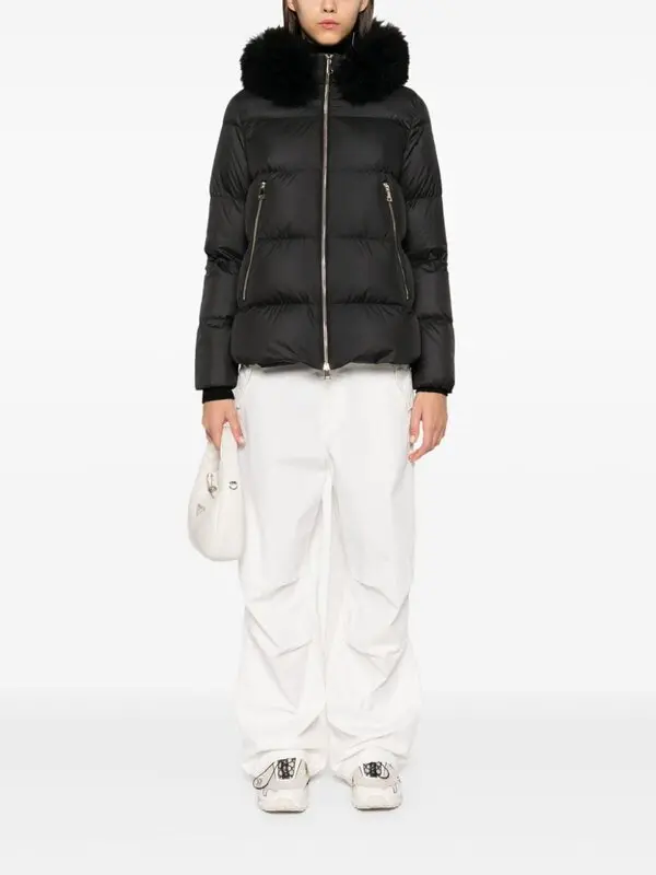 Moncler Fur Hooded Padded Parka - Black
