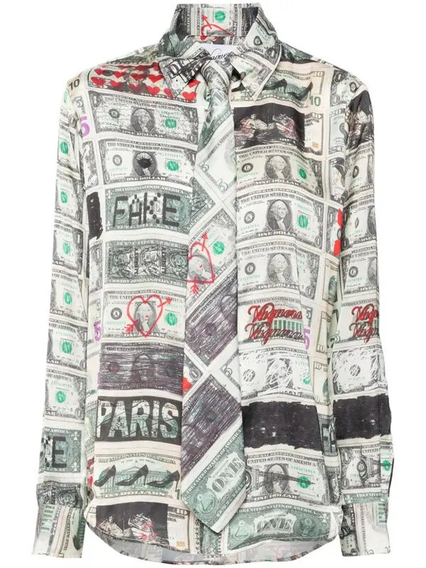 Vaquera Dollar Print Tie Detail Shirt