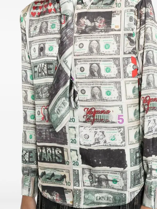 Vaquera Dollar Print Tie Detail Shirt