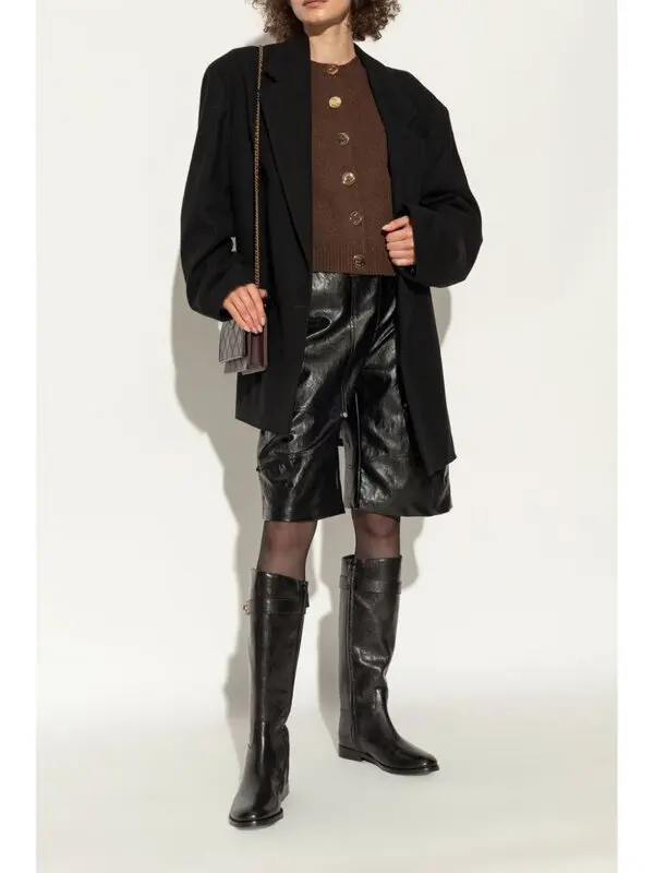 Tory Burch Calf Leather Turnlock Riding Boots - Black