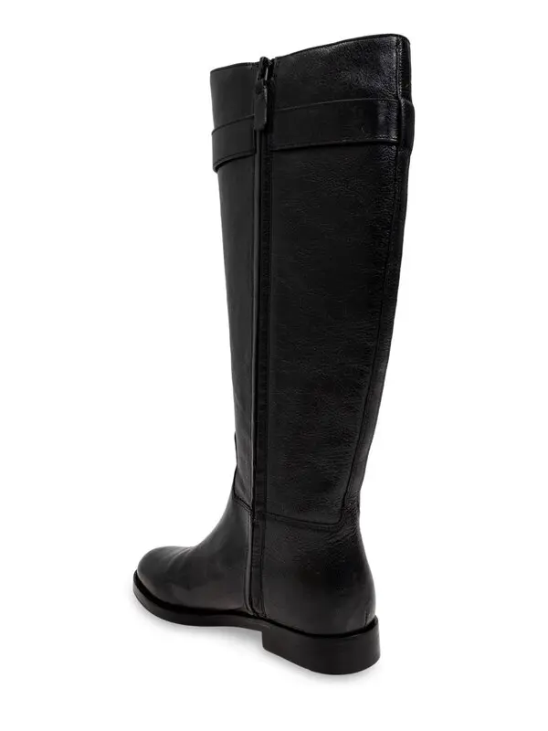 Tory Burch Calf Leather Turnlock Riding Boots - Black