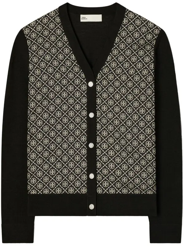 Tory Burch Silk-front Cardigan - Black