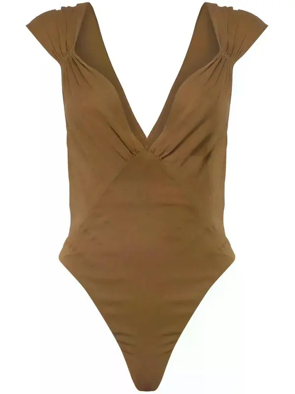 Saint Laurent Silk Blend Bodysuit - Brown