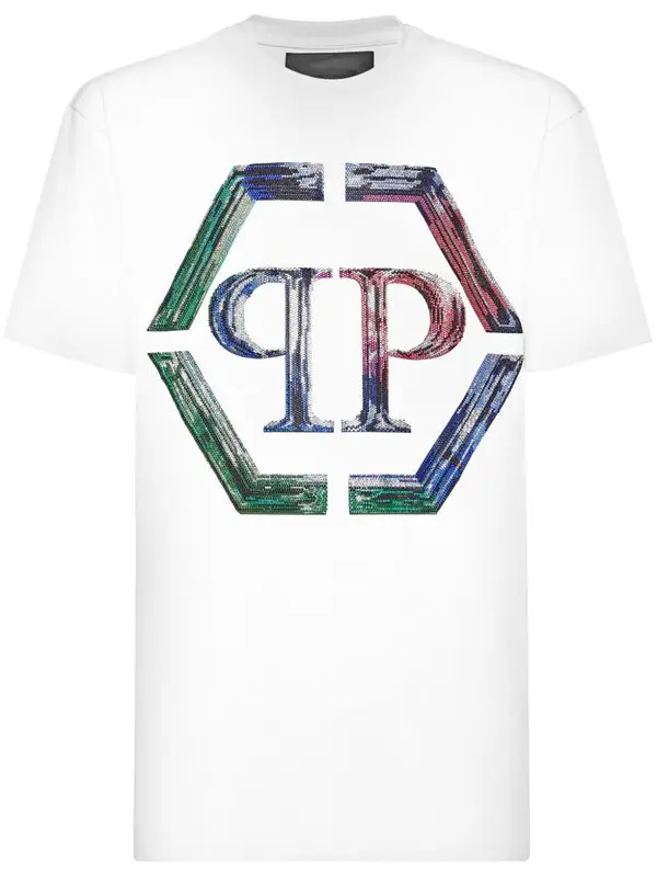 Philipp Plein Ss Strass Hexagon T-shirt - White