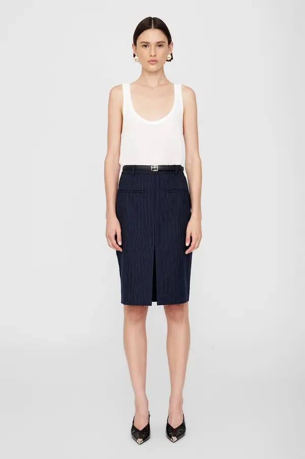 ANINE BING Kora Pinstripe Wool Blend Skirt