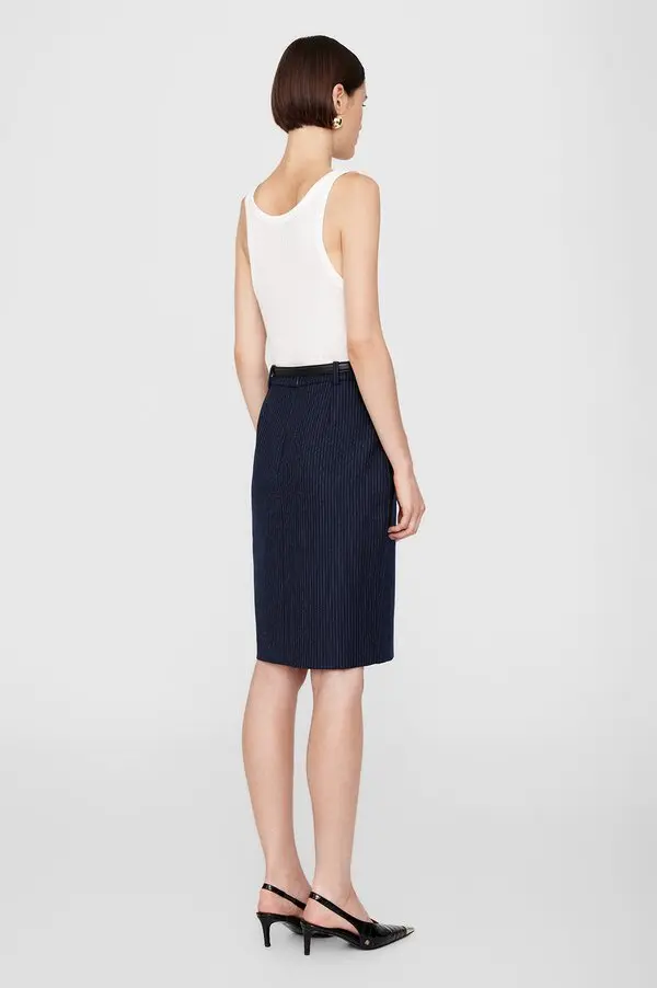 ANINE BING Kora Pinstripe Wool Blend Skirt