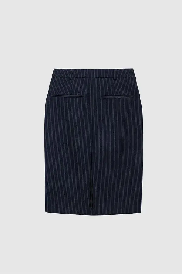 ANINE BING Kora Pinstripe Wool Blend Skirt