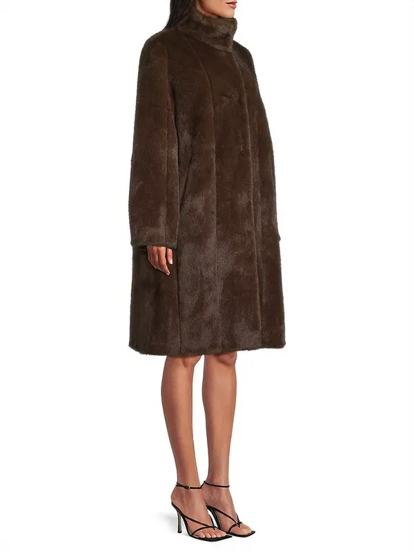 ET OCHS - Women's Faux Mink Paneled Coat - Brown 