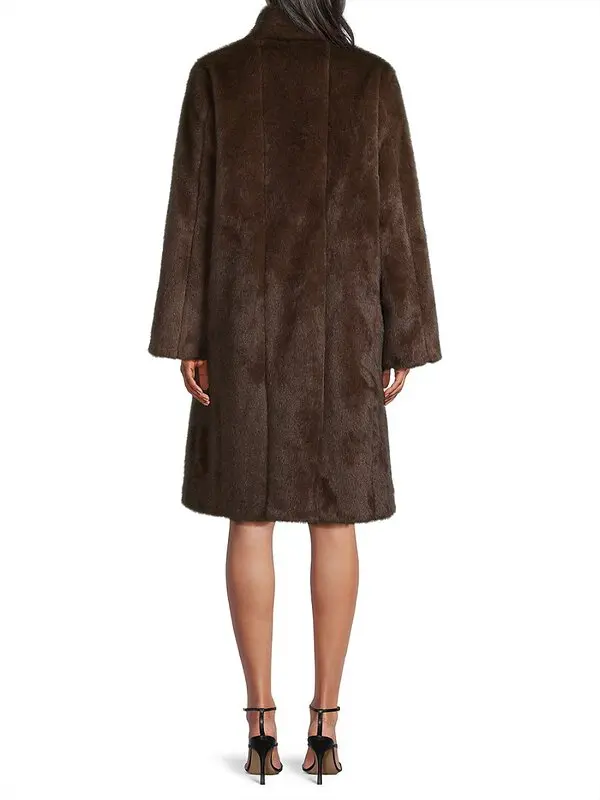 ET OCHS - Women's Faux Mink Paneled Coat - Brown 