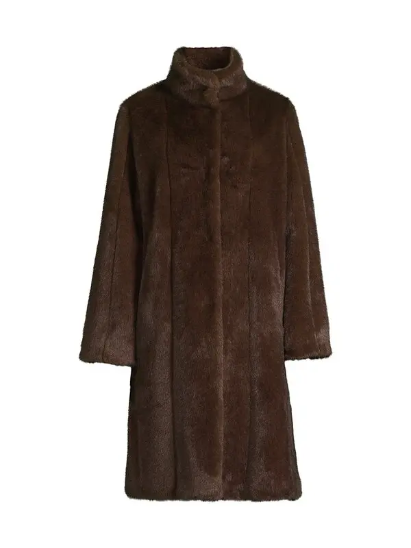 ET OCHS - Women's Faux Mink Paneled Coat - Brown 