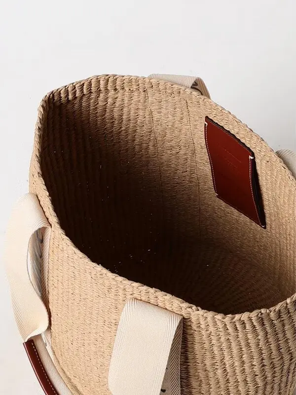 Chloé Woven Tote Bag With Logo Straps - White