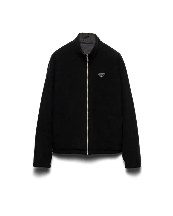 Prada Reversible Fleece And Cashmere Blend Cardigan - Black