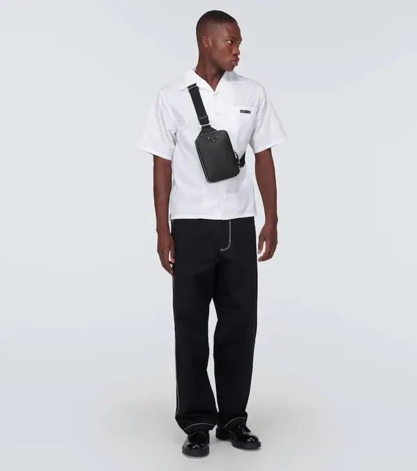Prada Logo Leather Shoulder Bag