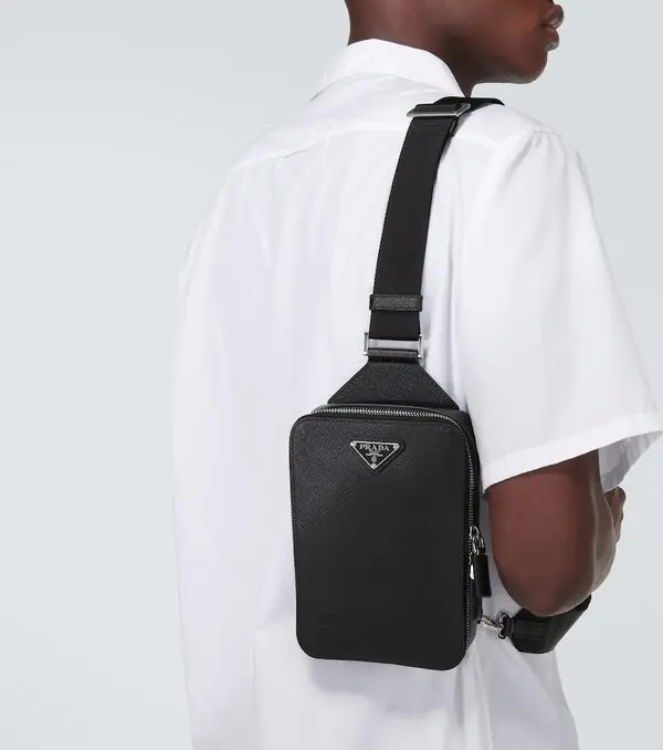 Prada Logo Leather Shoulder Bag